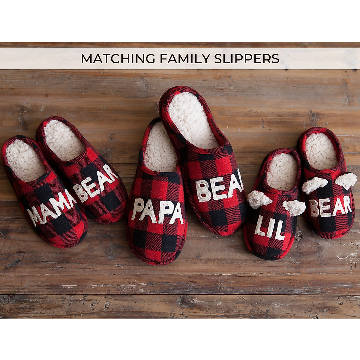 Dearfoams Men's Papa Bear Slipper, Buffalo Plaid, Medium