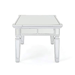 Christopher Knight Home Solanna Mirror Finished Faux Wood Coffee Table, Clear / Mirror White, 23 in x 42.15 in x 18.25 in