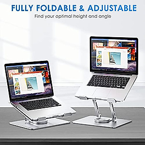 Adjustable Laptop Stand with 360° Rotating Base, ZKSIND Ergonomic Laptop Riser for Collaborative Work, Dual Rotary Shaft Fully Foldable for Easy Storage, Fits MacBook/All Laptops up to 17 inches