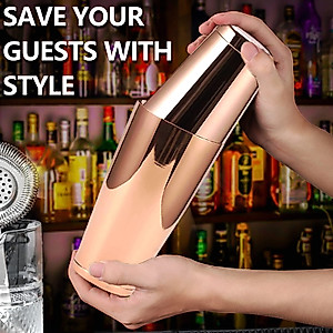 Stainless Steel Pro Boston Shaker - 2 Piece Unweighted 18oz & Weighted 28oz Martini Drink Shaker Kit for Bartender - Copper