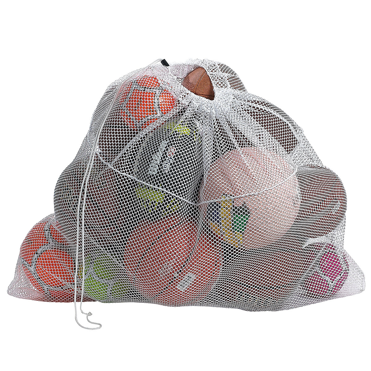Handy Laundry Mesh Equipment Bag, White - 24 x 36 - Adjustable, sliding drawstring cord closure. Perfect mesh bag for parent or coach, making it easy to transport.