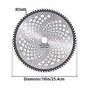 CZS 2 Pack 10" x 80T Carbide Tip Brush Cutter Trimmer Blades, Weed Eater Blade for Cutter, Trimmer, Weed Eater (2 Pack Different Adapter Kit Included)