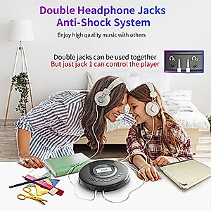 CD Player Portable, ARAFUNA Bluetooth CD Player for car, 2000mAh Rechargeable Portable CD Player with LCD Screen, Anti Shock Protection Walkman CD Player with Headphone -Upgraded