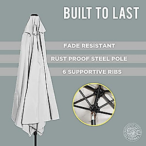 Punchau 6 Ft Outdoor Patio Umbrella, Easy Open/Close Crank and Push Button Tilt Adjustment - Gray Market Umbrellas
