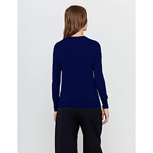State Cashmere Women’s Essential V-Neck Sweater 100% Pure Cashmere Classic Long Sleeve Pullover (Navy, XX-Large)