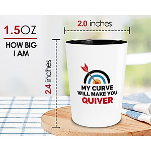 Archery Shot Glass 1.5oz - My curves willmake you - Archery Shot Trainer Crossbow Bow Hunting Arrow