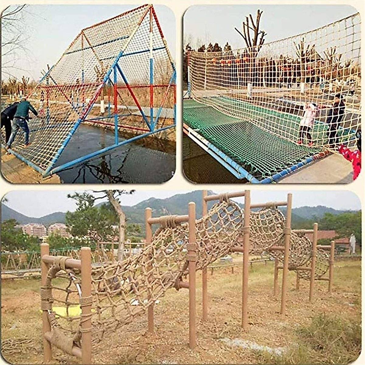 Rope Net for Kids,Treehouse Climbing Rope Netting Railing Child Safety Net Heavy Duty Cargo Net Hemp Rope Net Decorative Mesh 12cm (Size : 110m(333ft))