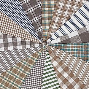 40+ Lightwash Neutral Charm Pack, 5 inch Precut Cotton Gray Taupe Plaid Homespun Fabric Squares by JCS