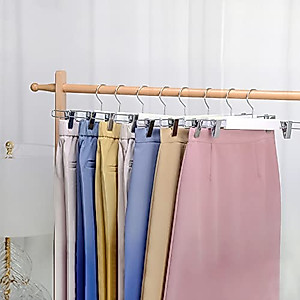 Nature Smile Solid Wooden Skirt Pants Hangers 20 Pack,Premium Wood Bottom Shorts Hangers for Slacks Trousers with Larger Adjustable Anti-Rust Clips (White)