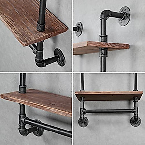 RZGY Industrial Pipe Shel with Towel Bar, 2 Tier 23.6" Towel Racks for Bathroom, Rustic Farmhouse Pipe Industrial Wall Shelves Bathroom Shelves Over Toilet for Storage
