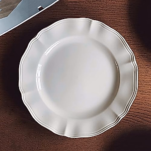 PacuM ?Kitchen Dinner Plates Sets Pure White Dining Plate Round Vintage Tableware Dessert Plate Normal Dining Plate Soup Plate Household Kitchen Restaurant Flat Plate Fruit Tra Plate