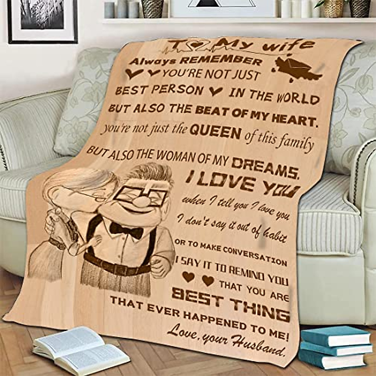 Ghyruio for Wife Birthday for Her Wife Gifts from Husband Romantic Weeding Gift for Women to My Wife Flannel Throw Blankets for Valentines Mothers Day