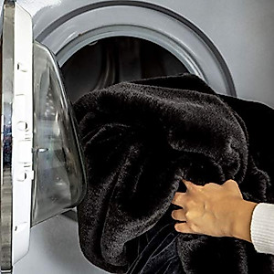 Sofila Faux Fur Throw Blanket Mink Plush Fleece, Super Soft Warm Cozy Fuzzy for Sofa Couch Bed Home Decorative Luxury Elegant, Black Panther, 50 x 60 Inches