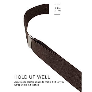 Men's Suspenders with Swivel Hooks and Elastic Straps Y-back, for Heavy Duty, Big and Tall (Coffee)