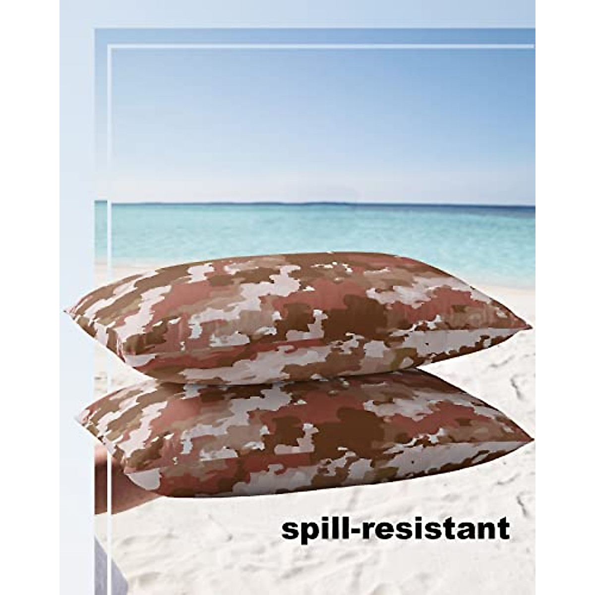 Funnywall88 Waterproof Throw Pillow Covers Set of 2 Camouflage Netting Camo Couch Pillow Cases Outdoor Sofa Cushion Cover Home Decor for Bed Living Room, 20" x 12"