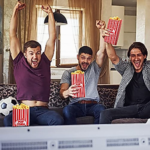 500 Pcs 2 oz Paper Popcorn Holders Red and White Striped Popcorn Bags Flat Bottom Popcorn Supplies for Carnival Baseball Party Movie Theater Concession Stands Snack Bar