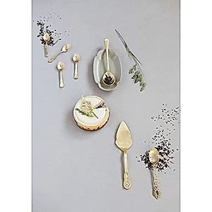 Creative Co-Op Brass Canvas Bag Spoon, 8" L x 2" W x 0" H, Natural