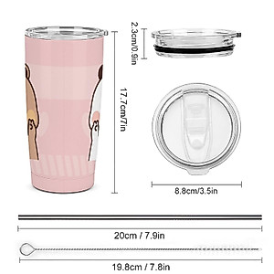 KAOQUANYA Panda Bear And Dudu Smile 1 20 Oz Covered Straw Tumbler Stainless Steel Double Wall Vacuum Insulated Travel Cup With Leak Proof Lid Stainless Steel Water Bottle Reusable Ice Hot Drinks Mug