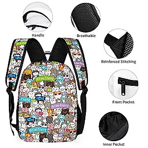 DTCCET Cute Cat Backpack, Classic Daypack Stylish Kitty Laptop Bag with Adjustable Shoulder Strap, Lightweight Colorful Cat Shoulders Backpack(Cute Cat)