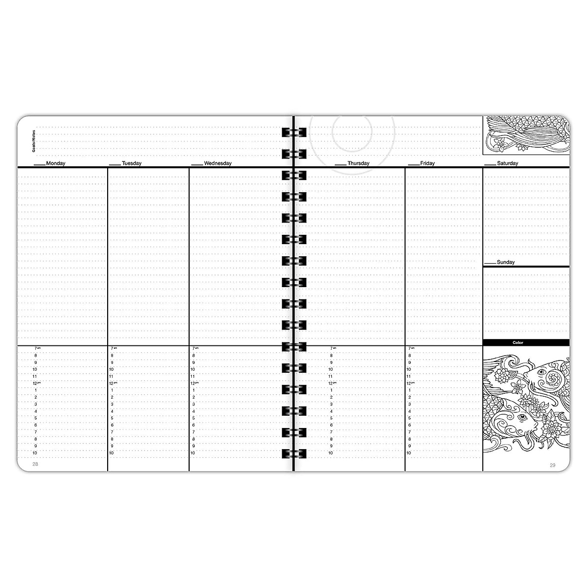 Undated Coloring Planner (6.625x9) Medium - Weekly & Monthly Organizer, Appointment Schedule, Goals and Notes