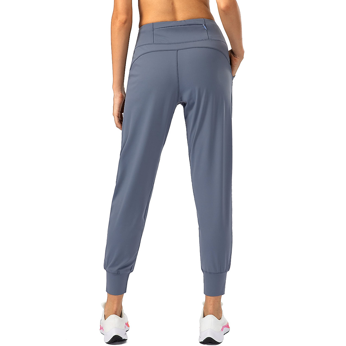 Soothfeel Women's Joggers with Zipper Pockets High Waisted Athletic Workout Yoga Pants Joggers for Women Regular (Dusty Blue, Small)