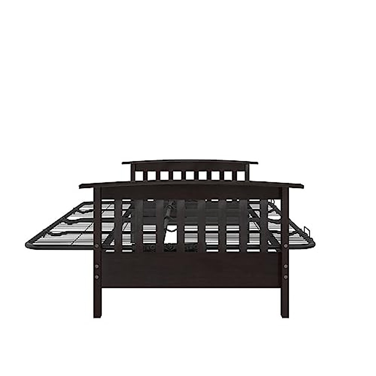 DHP Laurel Full Size Espresso Wood Arm Futon Frame with 6" Thermobonded High Density Polyester Fill Tan Microfiber Mattress