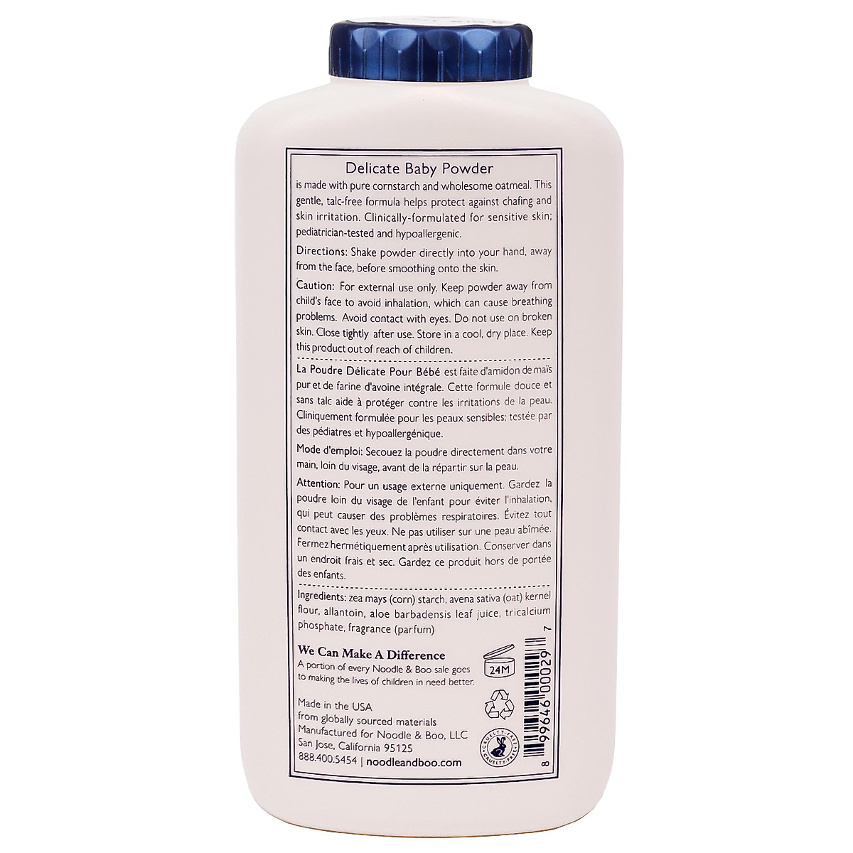 Noodle & Boo Delicate Baby Powder, Natural, Talc Free, 8.8 oz