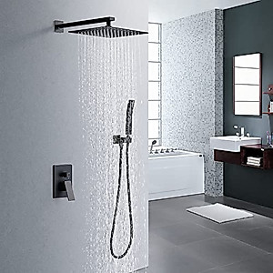 GELE Rainfall Shower Head, 10 Inch High Pressure Shower Head, Ultra -thin Matte Black Shower Head Without Shower Arm, Stainless steel