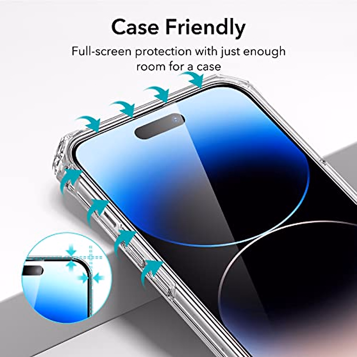 ESR Armorite Screen Protector Compatible with iPhone 14 Pro Max, Ultra-Tough Tempered-Glass, Easy Alignment Frame, 2 Pack, Black