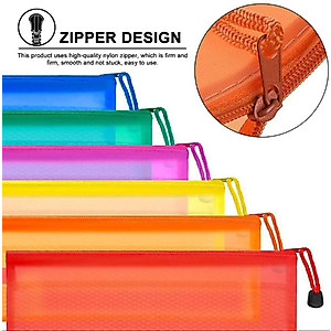 JM-capricorns 36pcs 9 x 4-1/2 inches Big Capacity Waterproof Plastic Double Layer Zipper File Bags zipper pouches Invoice Pouches Bill Bag Pencil Pouch Pencil Case Pen Bag (10 Colors)