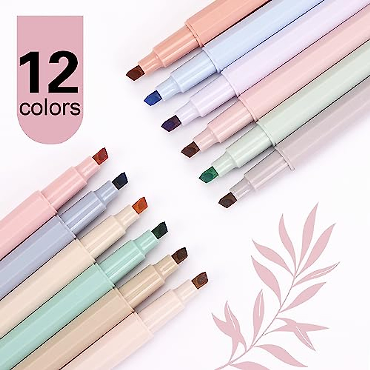 EOOUT 12 Pack Aesthetic Highlighters Muted Pastel Color Cute Bible Highlighters No Bleed and Dry Fast Easy to Hold for Journal Planner Notes School Office Supplies