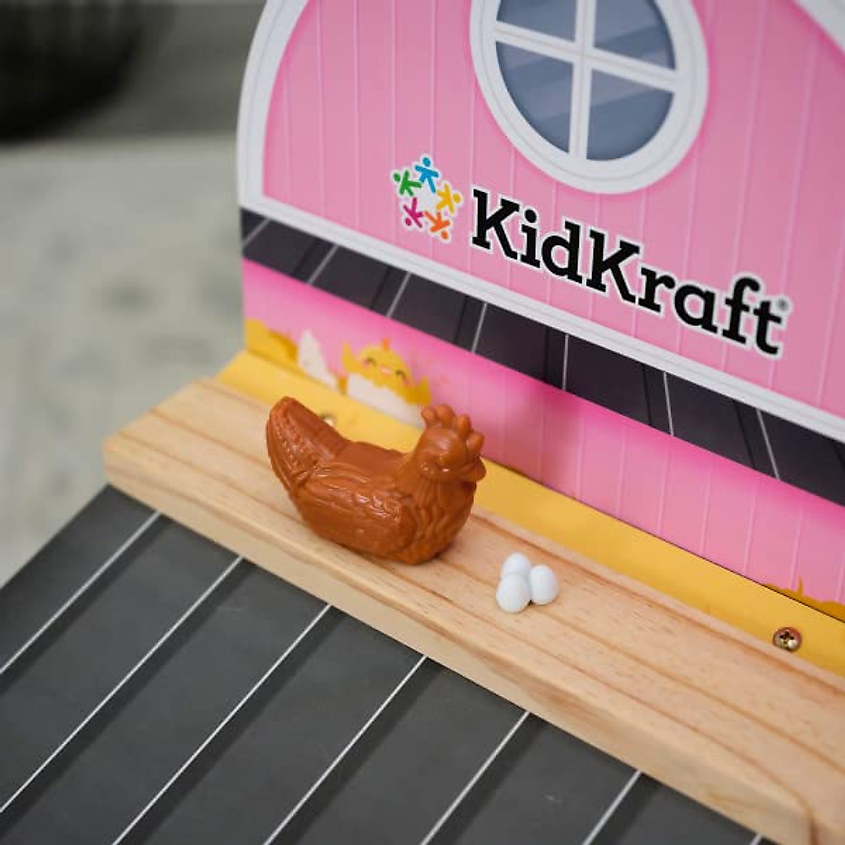 KidKraft Windmill Elevator 2-in-1 Wooden Barn & Dollhouse with Horse and Lights & Sounds, Over 3 Feet Tall, Pink