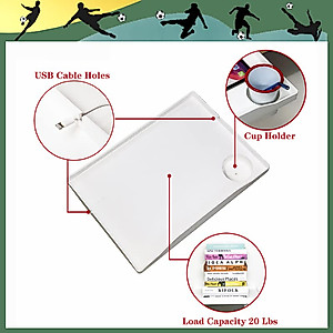 Bedside Shelf, Bunk Bed Shelf Organizer for Top Bunk Dorm Clip On Nightstand with Cup Holder Hooks Hanging Cup Plastic Bedside Shelf Tray for Kids for Bed College Dorm Room Essentials