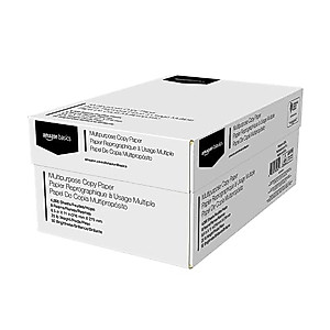 Amazon Basics Multipurpose Copy Printer Paper, 8.5 x 11 Inch 20Lb Paper - 8 Ream Case (4,000 Sheets), 92 GE Bright White