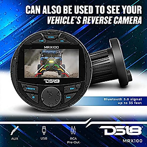 DS18 MRX100 Marine Boat Head Unit - 2 Zones, 4 Volts Output, RDS 4X40 Watts, TFT Video Screen, No CD Player, Bluetooth Audio, IPX6 Rated, USB, MP3, AM/FM Radio Receiver