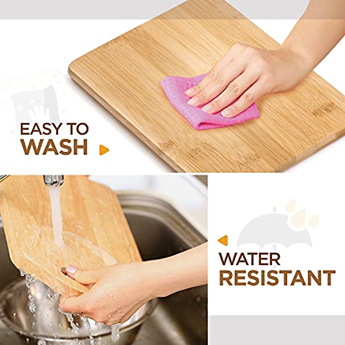 Bamboo Cutting Board Set of 4 - Kitchen Chopping Boards with Juice Groove for Meat, Cheese and Vegetables - Large Natural Wood Butcher Block, Cheese Board & Charcuterie Board