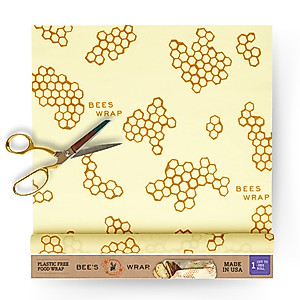 Bee's Wrap Reusable Beeswax Food Wraps Made in the USA, Eco Friendly Beeswax Wraps for Food, Sustainable Food Storage Containers, Organic Cotton Food Wrap, XXL Cut To Size Wax Paper Roll, Honeycomb