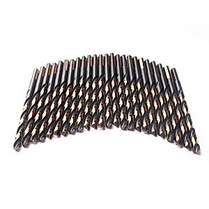 DRILLFORCE 24pcs, 17/64 Inch Drill Bits, Black and Gold Finish High Speel Steel