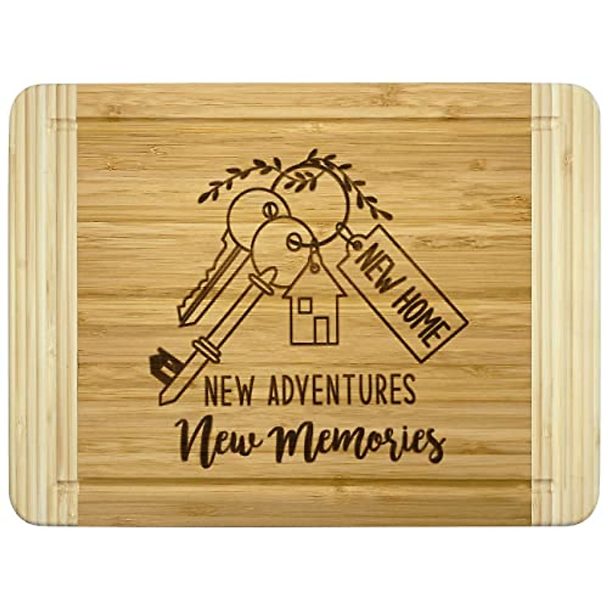 Ringshine Housewarming Gifts, New Homeowner Family Gifts for Mom Dad Sisters Brother Friends Daughter Son Coworker, New Home New Adventures New Memories, Engraved Cutting Board