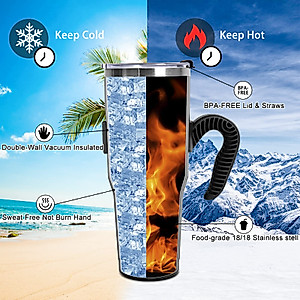 LAOION 40 oz Tumbler with Handle, Stainless Steel Double Wall Vacuum Insulated Leakproof Travel Coffee Mug with Lids and Straws, Thermal Cup with Bottle Cleaning Tools, for Home, Party(Glitter Black)