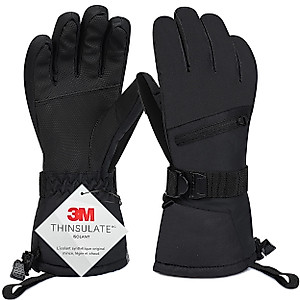 Solaris Waterproof Winter Gloves with Card Pocket, Warm Cozy 3M Thinsulate Ski Gloves for Snowboarding, Shoveling & Outdoor Sports, Gift Idea for Women Men