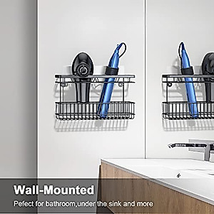 Hair Dryer Holder, Hair Tool Organizer, Bathroom Cabinet Door / Wall Mount Blow Dryer & Styling Tools Organizer Storage Basket for Flat Iron,Curling Wand,Hair Straightener Brushes,Under Sink Organizer