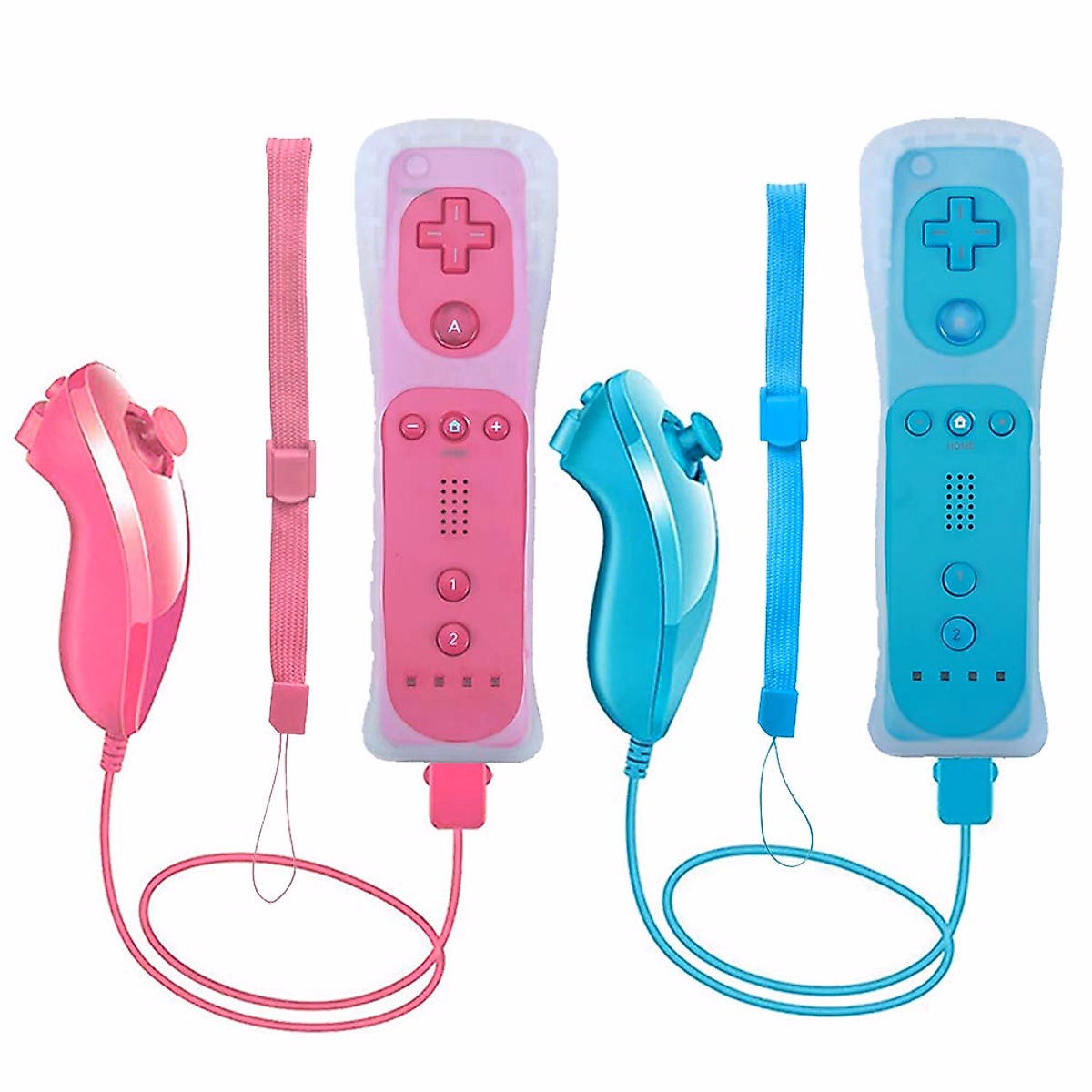Wii Remote Controller, 2 Packs Upgrade Wii Wireless Controller Compatible with Wii Wii U Console(Pink and Blue)