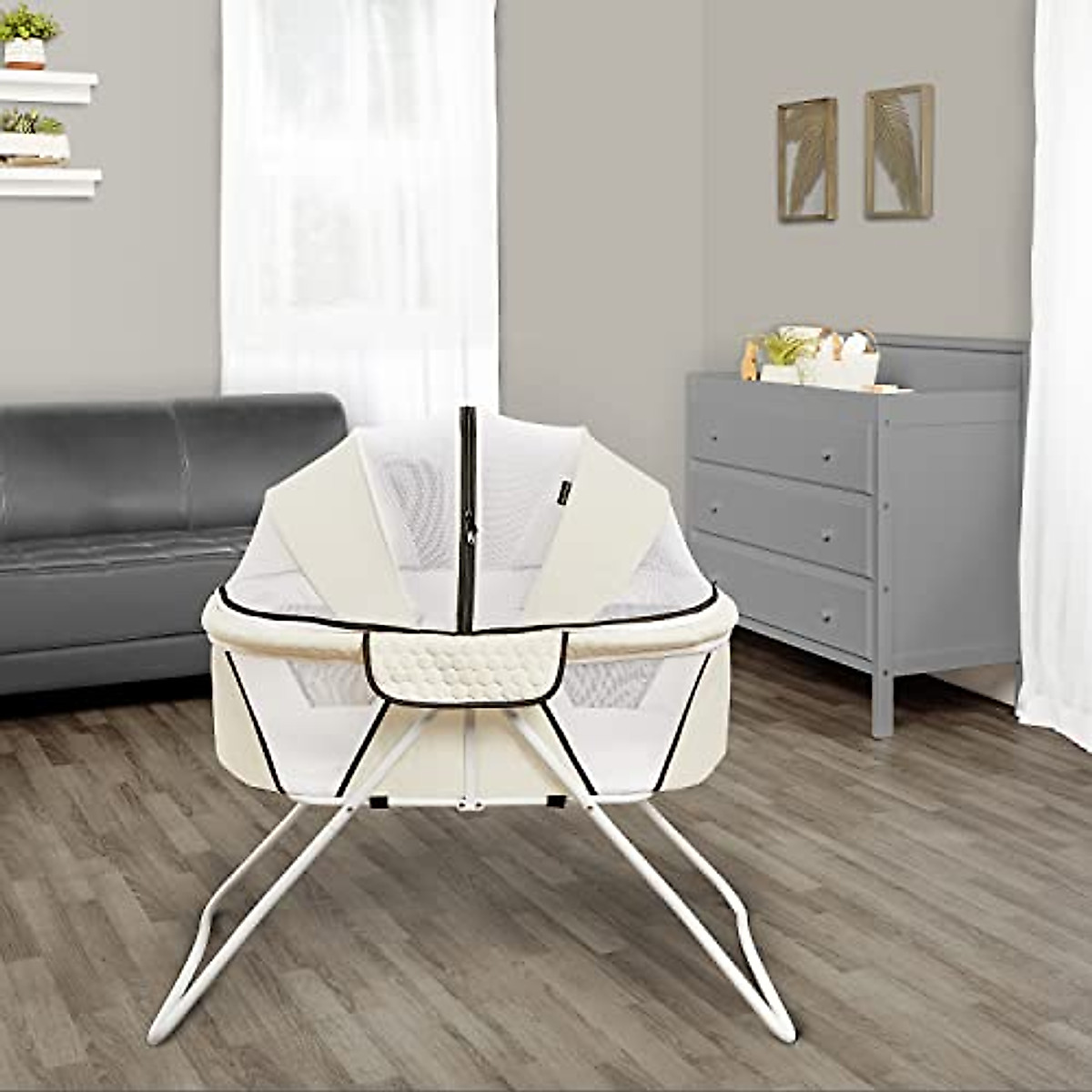 Dream On Me Day Dreamer 2-in-1 Convertible and Portable Bassinet, French White