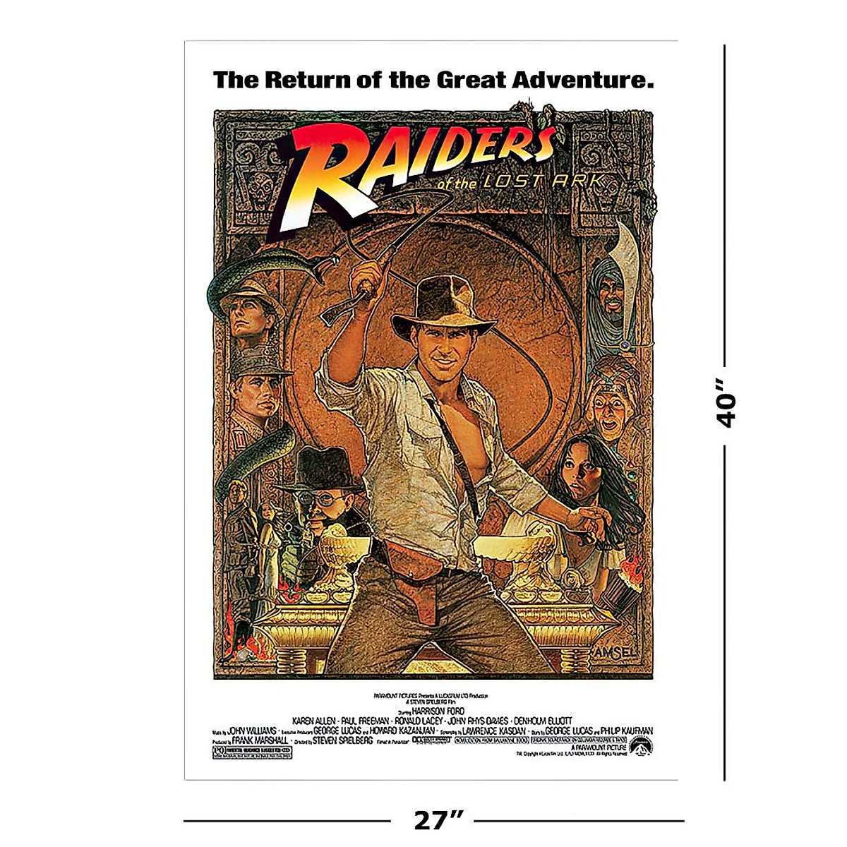 Indiana Jones - Raiders Of The Lost Ark - Movie Poster: Re-Release 1982 (Size: 27'' x 40'')