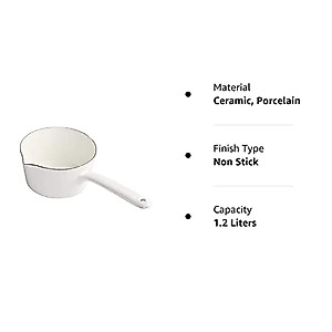 CALIDAKA 1.2L Enamel Milk Pan, Mini Butter Warmer, Enamelware Saucepan Pan with Pour Spout, Nonstick Enamel Milk Pot, Enamel Melting Pot for Induction Electric Gas Stoves