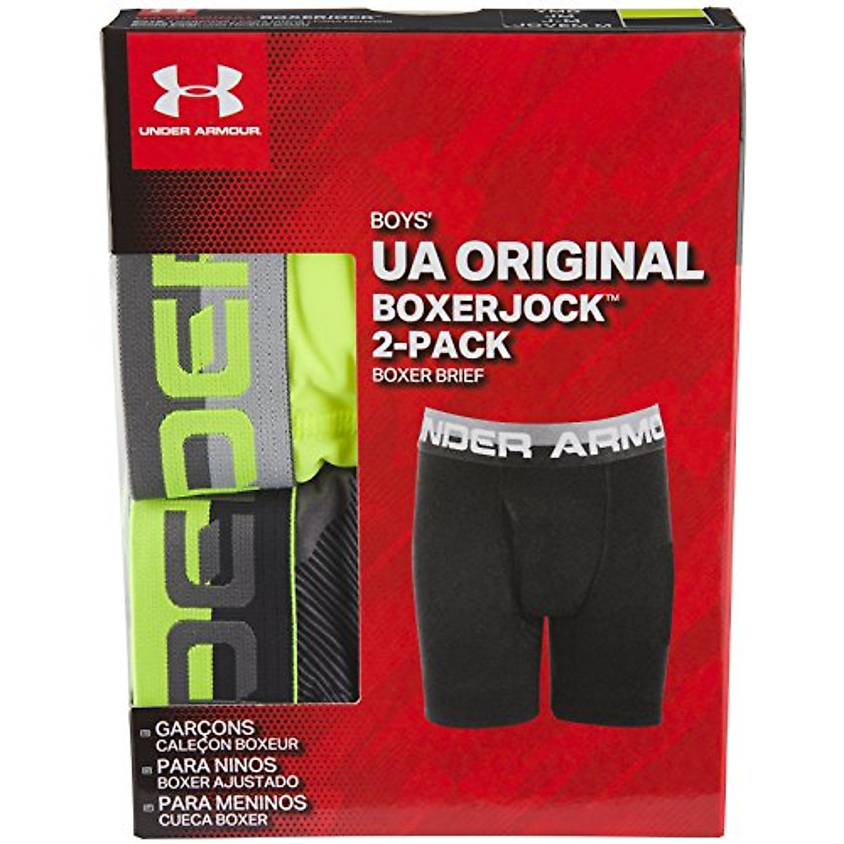 Under Armour boys Performance Briefs, Lightweight & Smooth Stretch Fit boxer briefs, Graphite/Yellow, Medium US