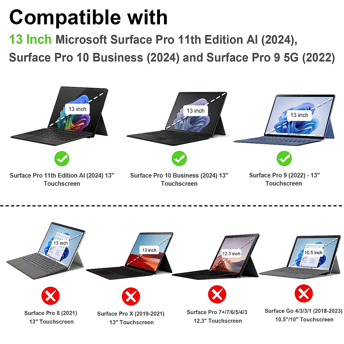 Fintie Case for 13 Inch Microsoft Surface Pro 11 / Pro 10 / Pro 9 - Multiple Angle Viewing Portfolio Business Cover with Pocket & Stylus Holder, Compatible with Type Cover Keyboard, Gray