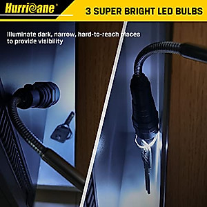HURRICANE Magnetic Pickup Tool with LED, Magnetic Sweepers, Flexible Telescoping Magnetic Flashlight with 3 LED Lights, Extendable Neck up to 22 Inches, Can be Gifts