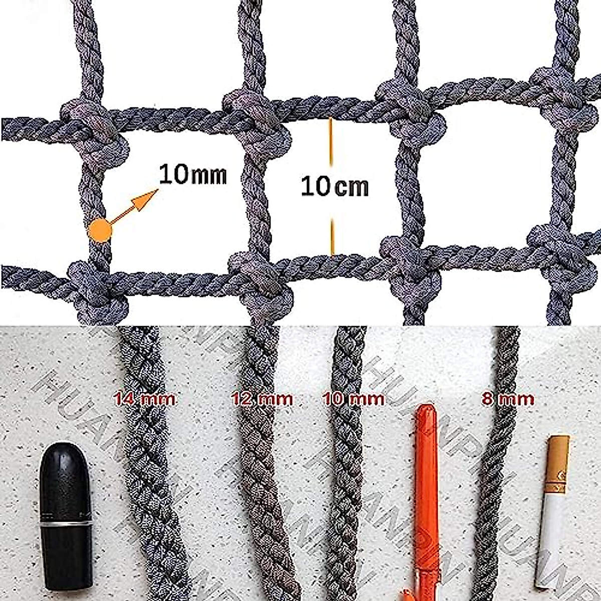 EkiDaz HXRW Rope Net Climbing Net for Kids, Garden Climbing Cargo Net Rope Ladder, Outdoor Play Protective Safety Net Playground Sets for Backyards (Size : 2 * 3m(6.6 * 9.9ft))